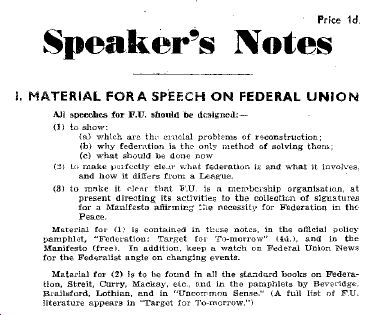 Speaker's notes - Federal Union